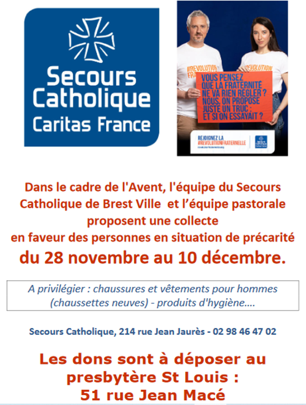 Collecte du Secours Catholique du 28 nov au 10 décembre - Le Diocèse de ...