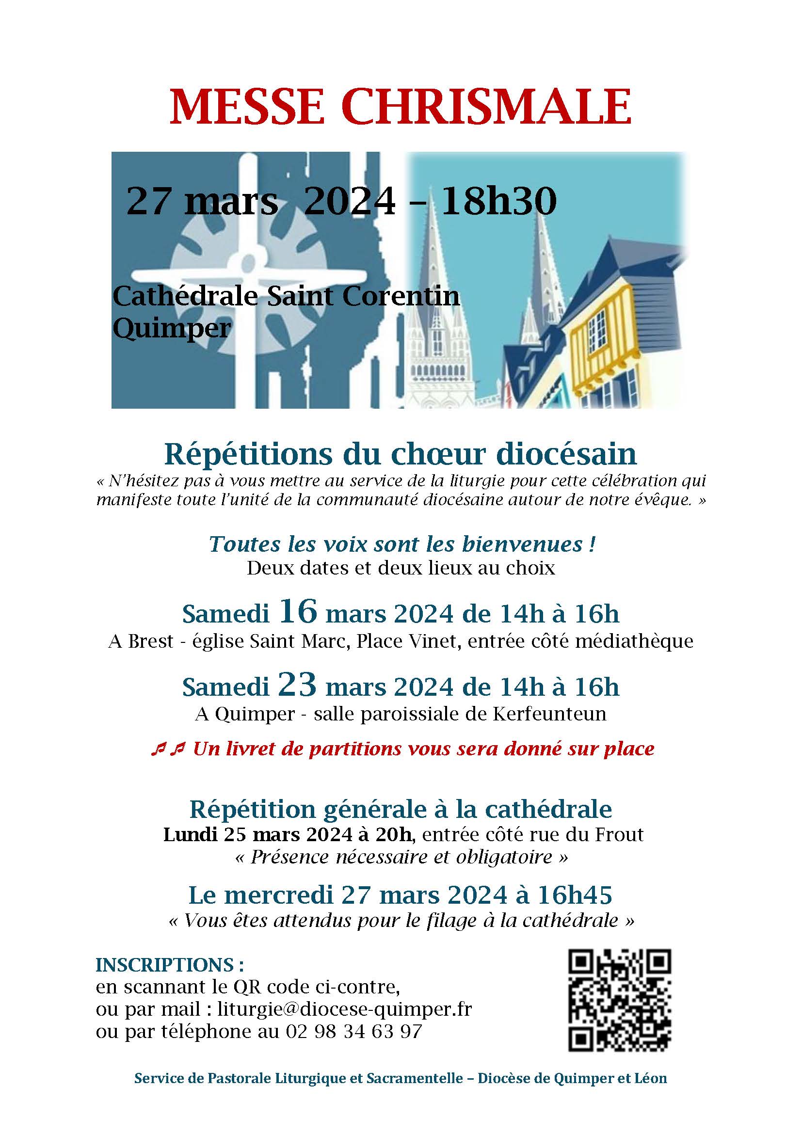 Répétition du choeur diocésain pour la messe chrismale - Le Diocèse de Quimper et Léon