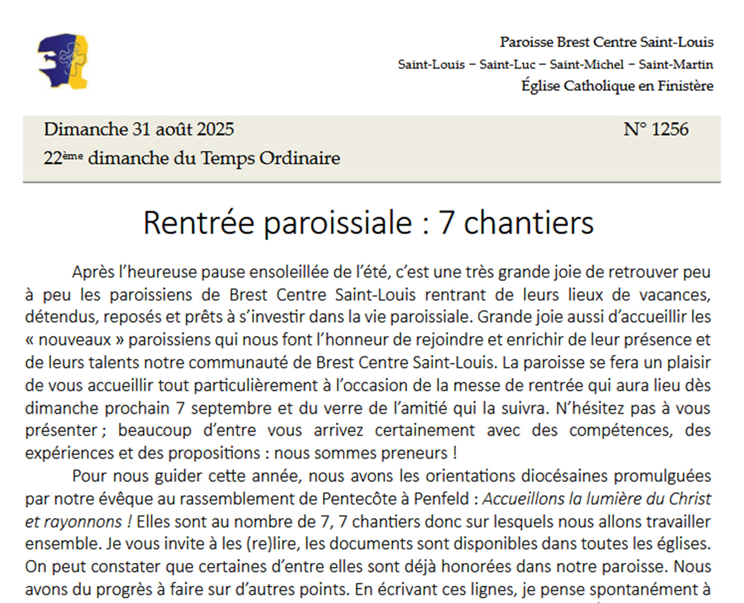 FIP du 31 août - Le Diocèse de Quimper et Léon